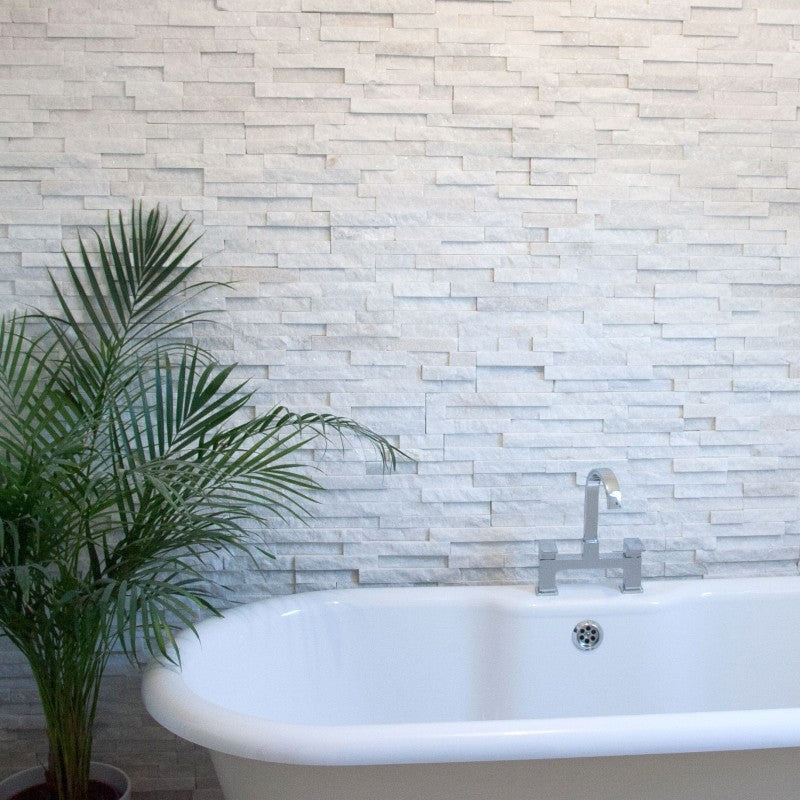 White Glitter Split Face Tile — SHMOX